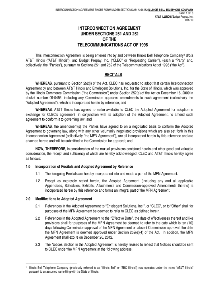 Fillable Online icc illinois Exhibit A Case No. U-13686 INTERCONNECTION ...