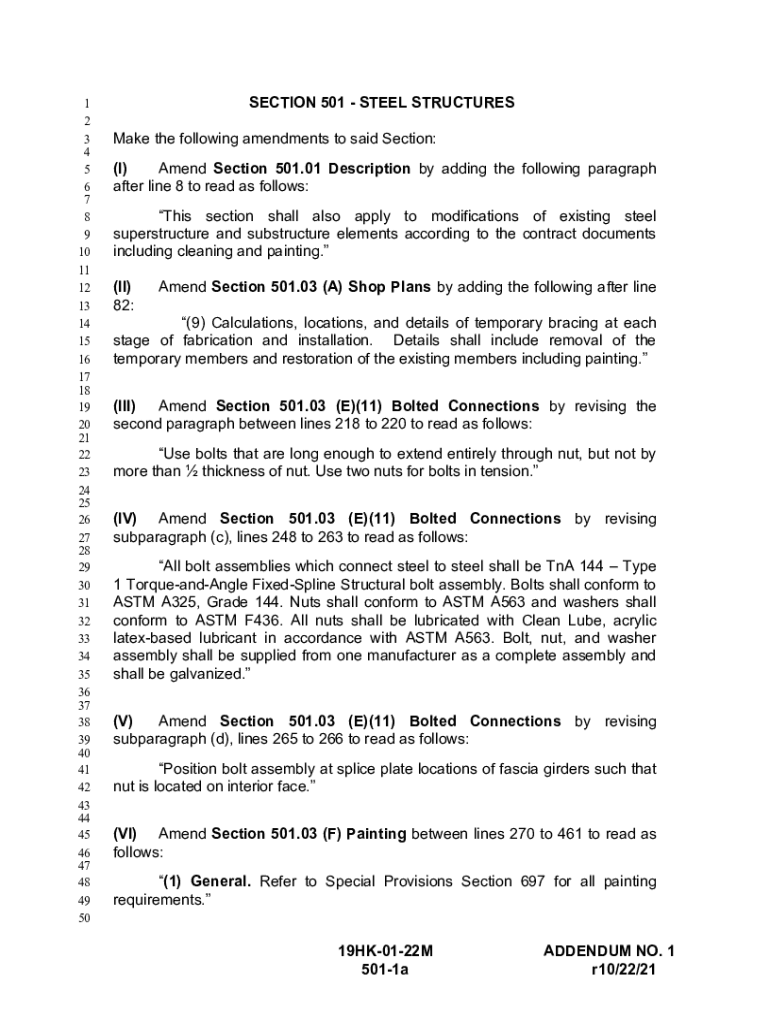 Fillable Online 19HK-01-22M ADDENDUM NO. 1 501-1a r10/22/21 ... Fax ...