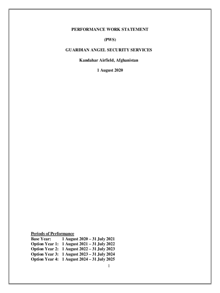 Fillable Online (Cancelled) Guardian Angel Security Service at Kandahar ...