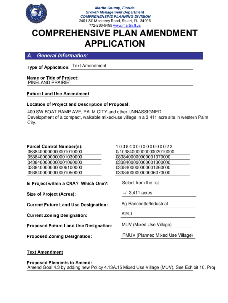 Fillable Online Comprehensive Plan Amendment Process, Application ...