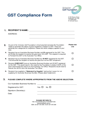Fillable Online GST Compliance Form Fax Email Print - pdfFiller