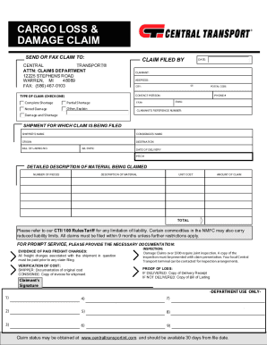 Fillable Online Cargo Claims for Economic Loss Fax Email Print - pdfFiller