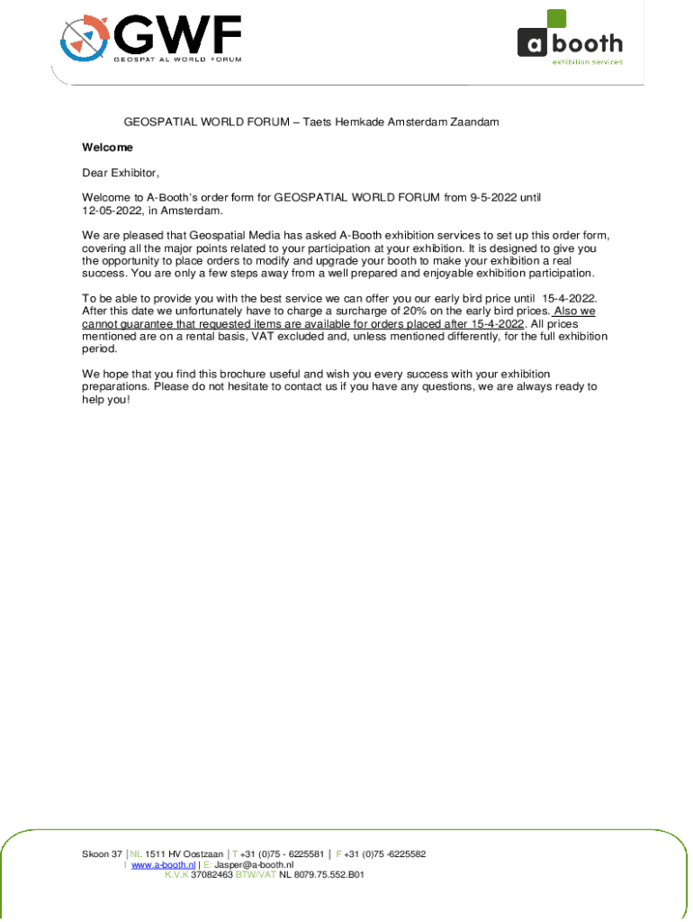 Fillable Online Booth Decoration and Branding Order Form Fax Email ...