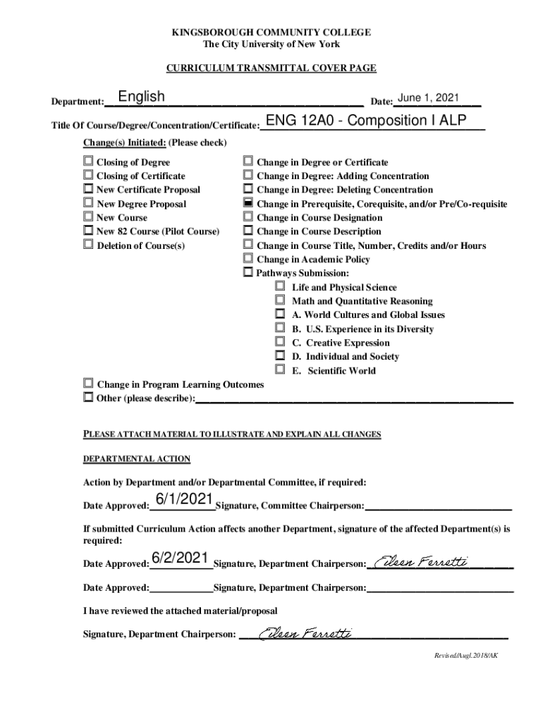 Fillable Online ENG 12A0 - Kingsborough Community College - CUNY Fax ...
