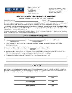 Fillable Online 2021-2022 NON-FILER CONFIRMATION STATEMENT Fax Email ...