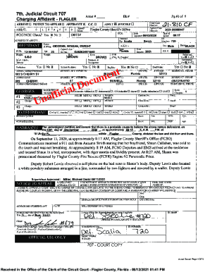 Fillable Online Judicial Circuit 707 Charging Affidavit Volusia ARREST ... Fax Email Print ...