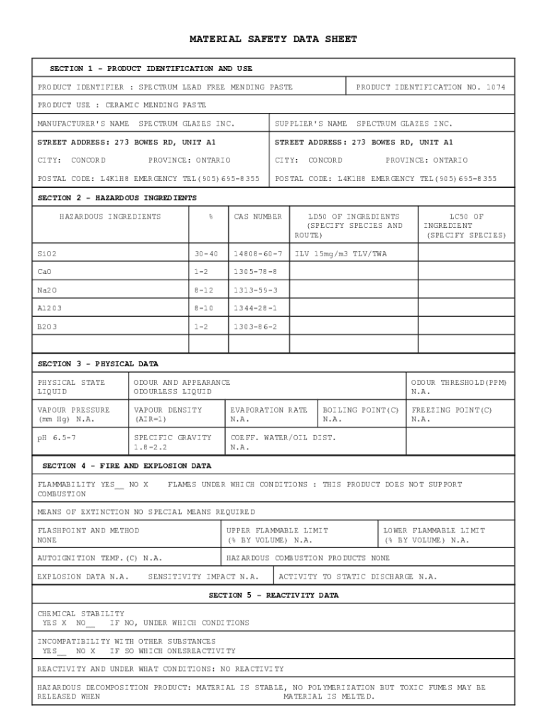 Fillable Online Safety Data Sheet PLANITOP SMOOTH AND REPAIR R4 Fax ...