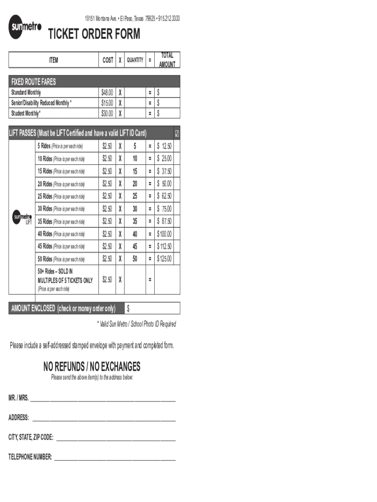 Fillable Online Application for Paratransit Transportation - El Paso ...