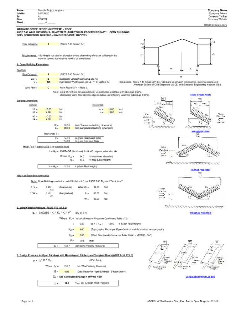 Fillable Online ASCE 7-10 Wind Loads - Direct Proc Part 1 - Open Bldgs ...