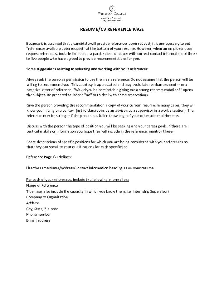 Fillable Online If a job applicant states 'References Upon Request' at ...