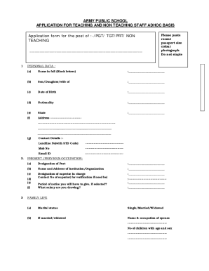 Fillable Online Application form for the Post ofPGT/TGT/PRT/Non ... Fax Email Print - pdfFiller