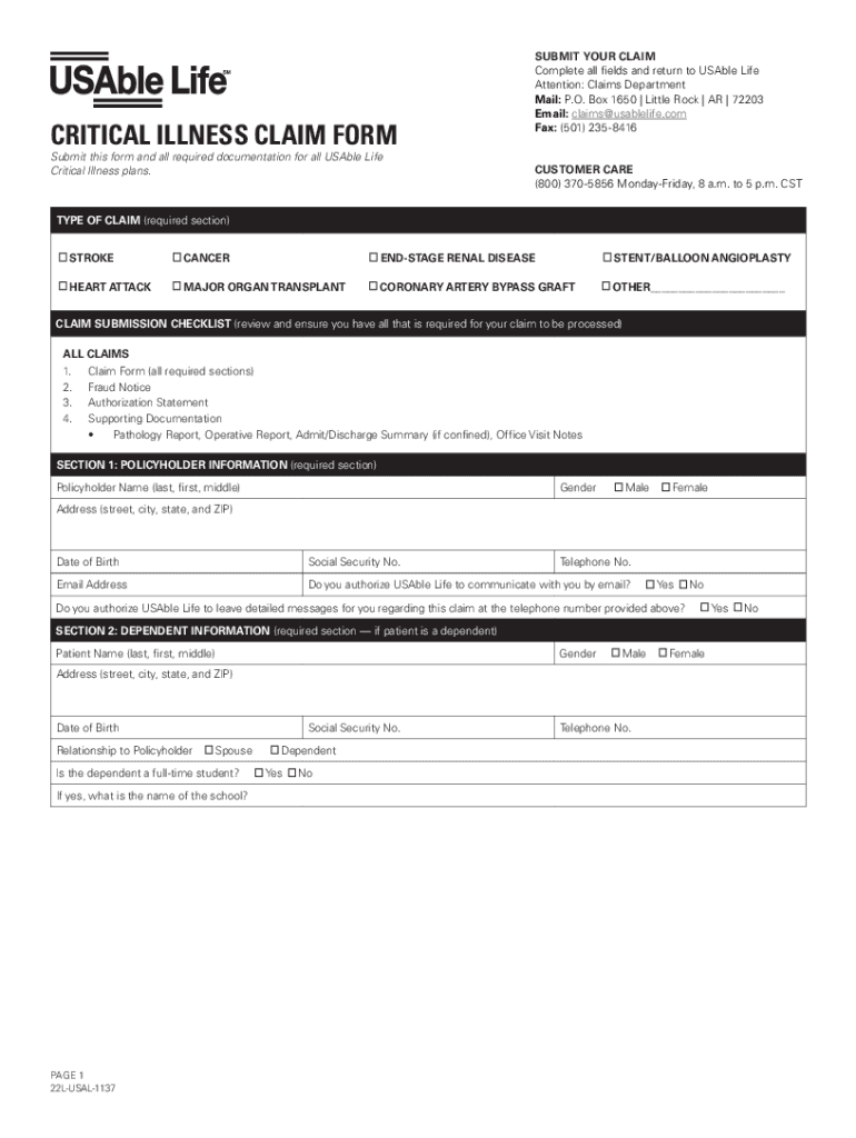 Fillable Online HSBC Critical Illness Claim Form Fax Email Print ...