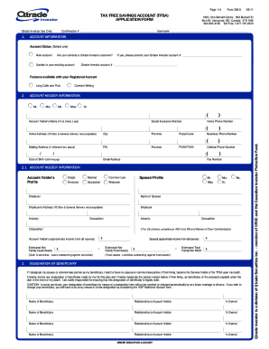 Fillable Online TAX FREE SAVINGS ACCOUNT (TFSA) APPLICATION FORM Fax ...