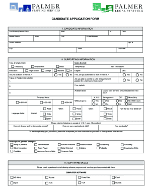 Fillable Online Palmer Staffing Services Form - Fill Out and Sign ...