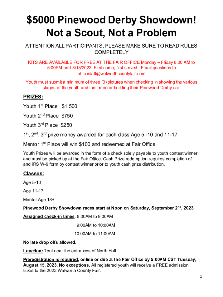 Fillable Online $5000 Pinewood Derby Showdown! Not a Scout, Not a ... Fax Email Print - pdfFiller
