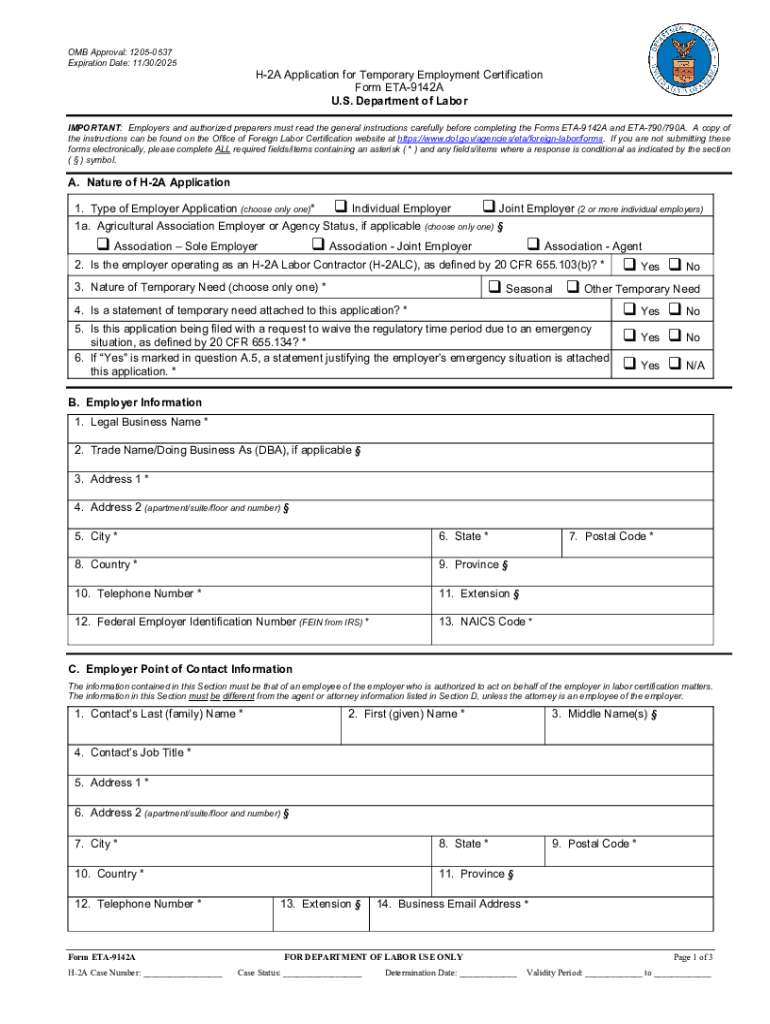 Fillable Online FR01 Form ETA-9142A11-30-2025.pdf Fax Email Print - pdfFiller
