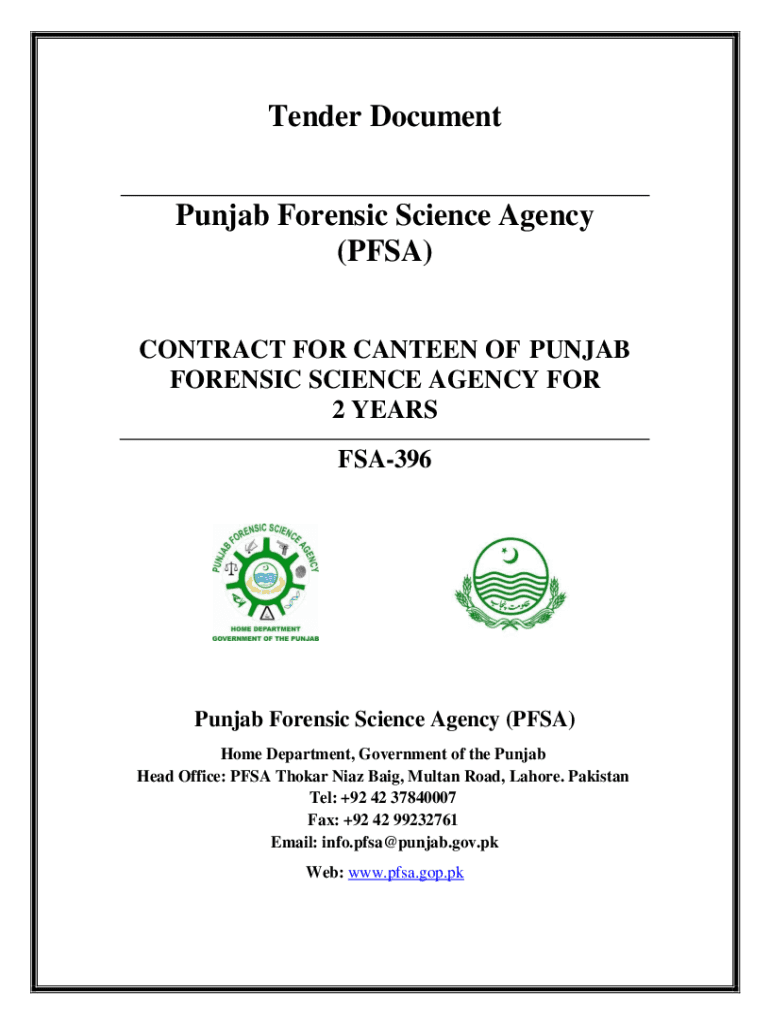 Fillable Online Fillable Online Tender Document Punjab Forensic Science ... Fax Email Print ...