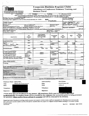 Fillable Online What expense category do conference expenses come ...