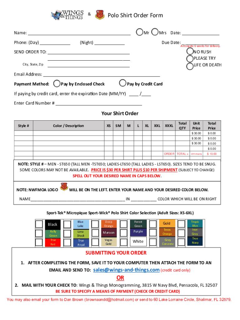 Fillable Online 18 Printable blank t shirt order form template Fax ...