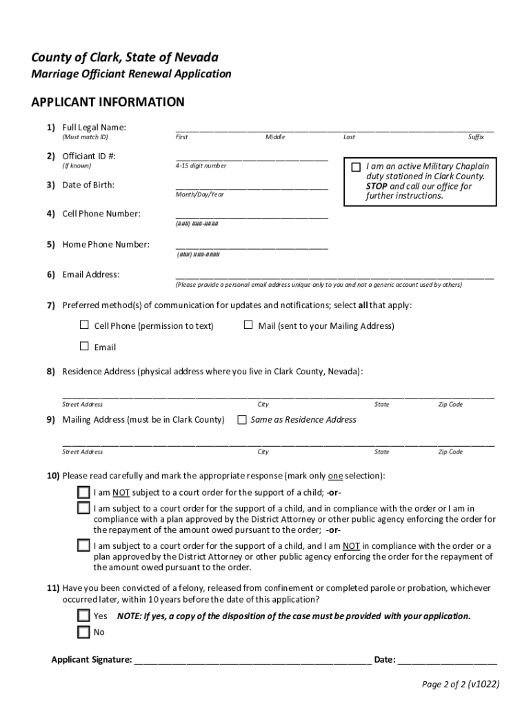 Fillable Online Award-winning Las Vegas Wedding Officiant and Minister ...