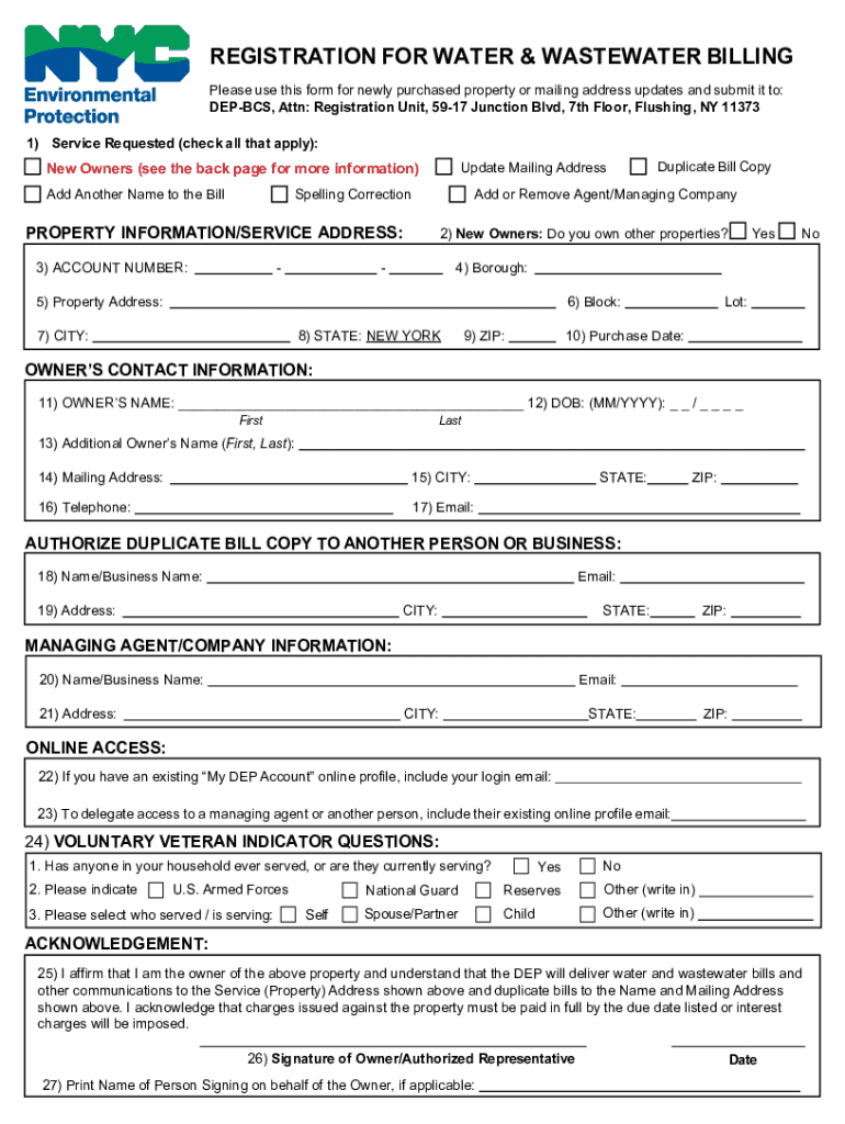 Fillable Online Water and Wastewater E-billing Registration Form Fax ...