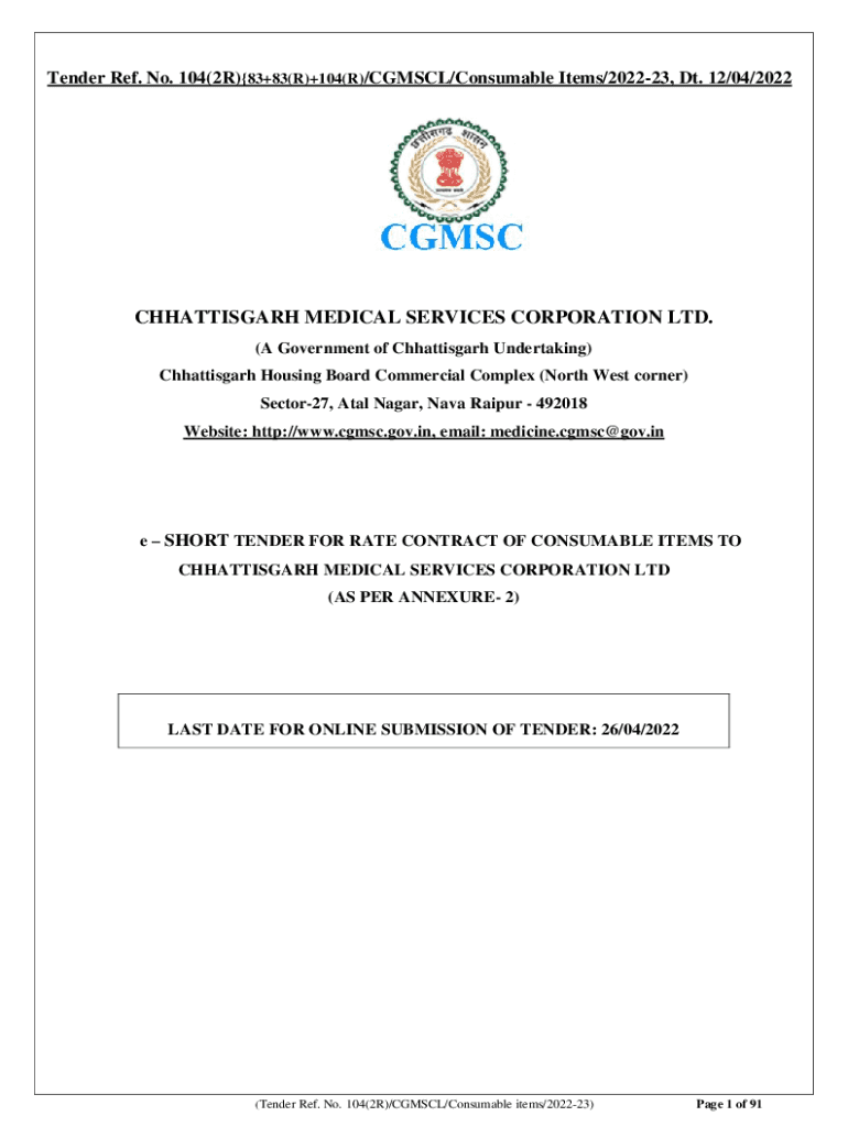 Fillable Online Tender Document - 104(2R)202204000001.pdf Fax Email ...