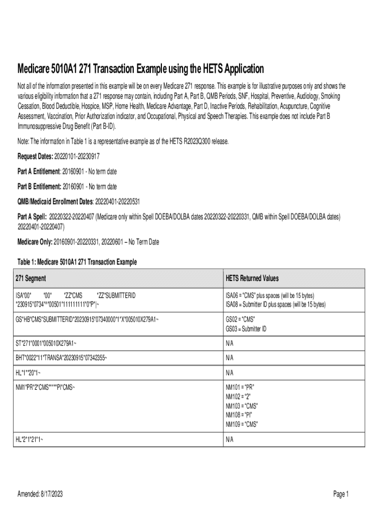 Fillable Online 271 Response Example R2023Q300 BESST HETS. Sample HETS ...