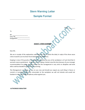 Fillable Online Warning Letter to EmployeeSample Warning Letters Fax ...