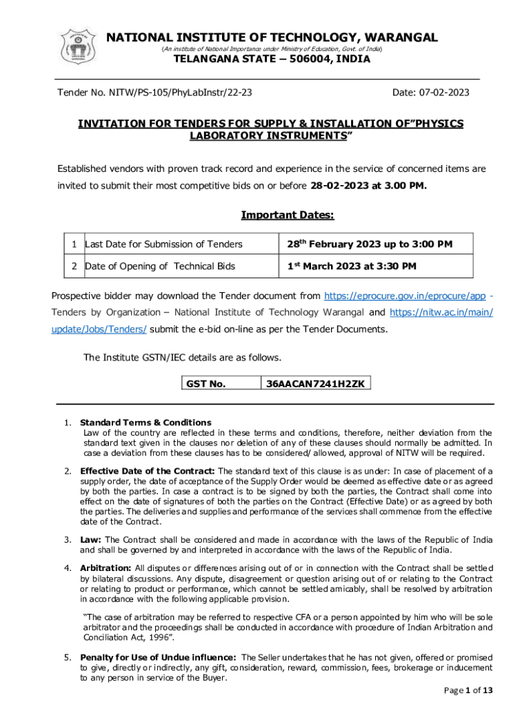 Fillable Online NIT Warangal Fax Email Print - pdfFiller