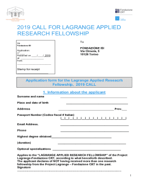 Fillable Online Lagrange Fellowship Call Fax Email Print - pdfFiller