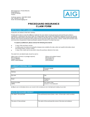 Fillable Online Fillable Online Claims - Insurance from AIG in Finland ...