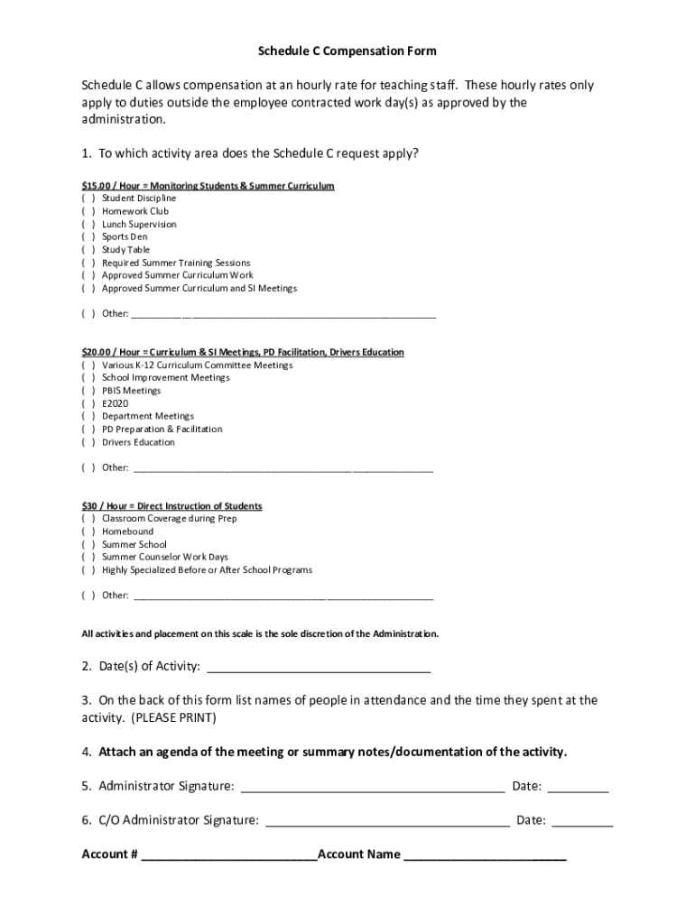 Fillable Online Schedule C Compensation Form Fax Email Print - pdfFiller