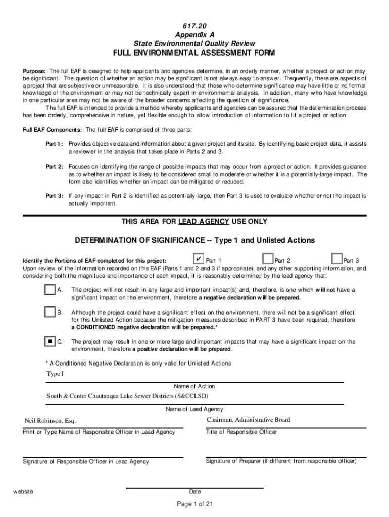 Fillable Online FULL ENVIRONMENTAL ASSESSMENT FORM THIS ... Fax Email ...