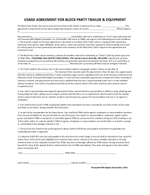 Fillable Online block party trailer usage agreement Fax Email Print ...