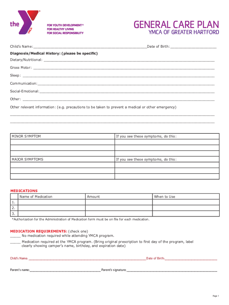 Fillable Online GENERAL CARE PLAN Fax Email Print - pdfFiller