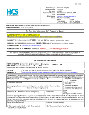 Fillable Online SUBMIT OFFER BY (Opening Date/Time): 7/18/2023 / 2:30 ...