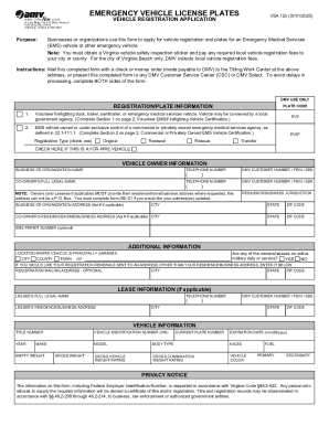 Fillable Online EMERGENCY VEHICLE LICENSE PLATES Fax Email Print ...