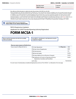 Fillable Online Attachment A: MCSA-1 Form - OMB 2126-0051 Fax Email ...