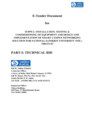 Fillable Online E-Tender Document for PART-I: TECHNICAL BID Fax Email ...