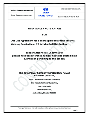 Fillable Online OPEN TENDER NOTIFICATION FOR Outline Agreement ... Fax ...