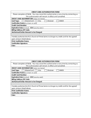 Fillable Online CREDIT CARD INFORMATION (select one below) Fax Email Print - pdfFiller