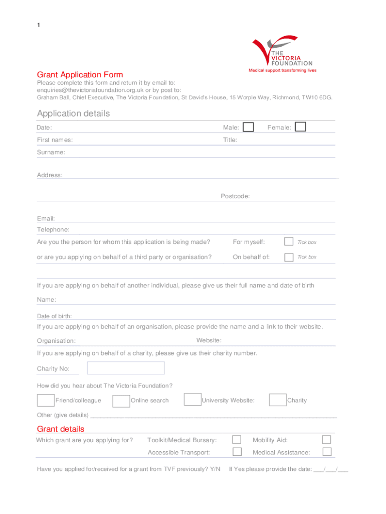 Fillable Online Grant Application Form - Richmond Fax Email Print ...