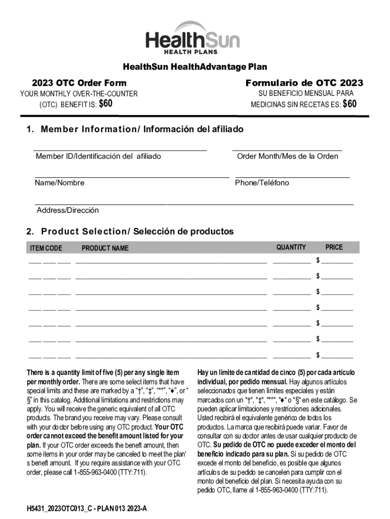 Fillable Online 2023-OTC-Order-Form-Plan-013-HealthAdvantage-HMO ...