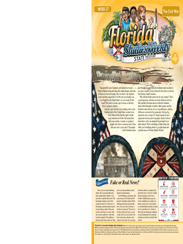 Fillable Online Florida Studies Weekly - Week 17 - The Civil War ...