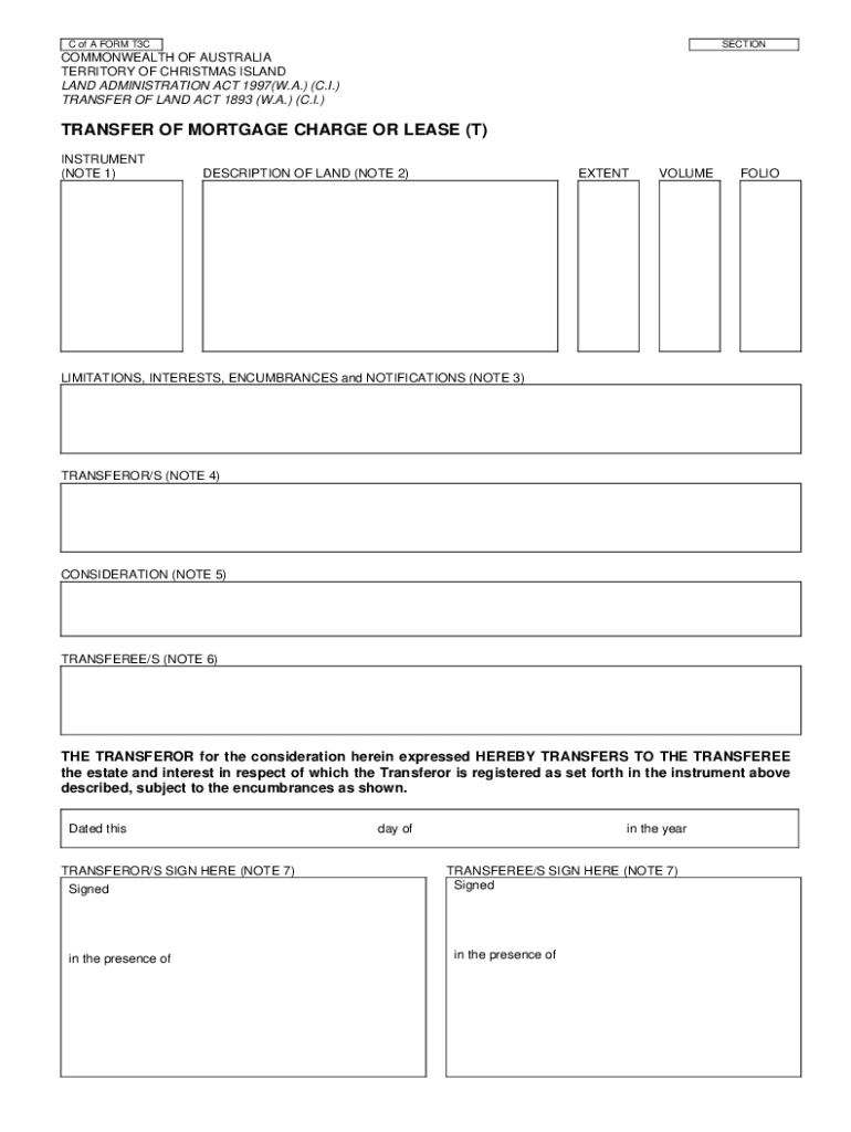 Fillable Online TRANSFER OF MORTGAGE CHARGE OR LEASE (T) Fax Email ...