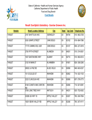 Fillable Online California Food Recall Information Sheet - CDPH Fax ...