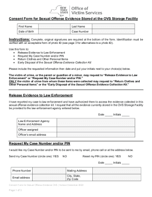 Fillable Online ovs ny Part A KitSexual Assault Patient Consent Form ...