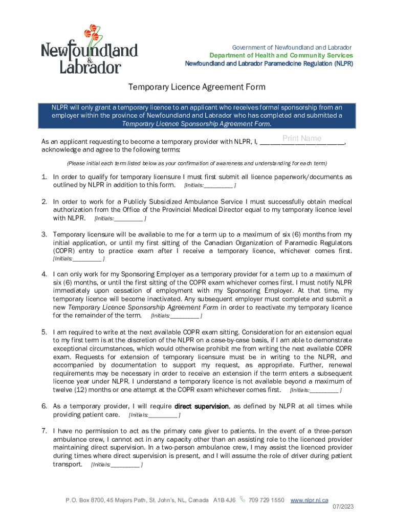 Fillable Online Temporary Licence Agreement Form.docx Fax Email Print ...