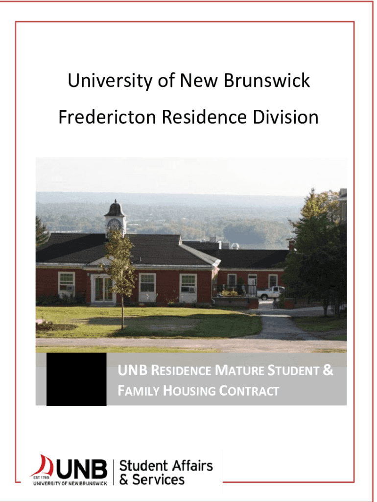 Fillable Online UNB Residence Mature Student & Family Housing Contract ...