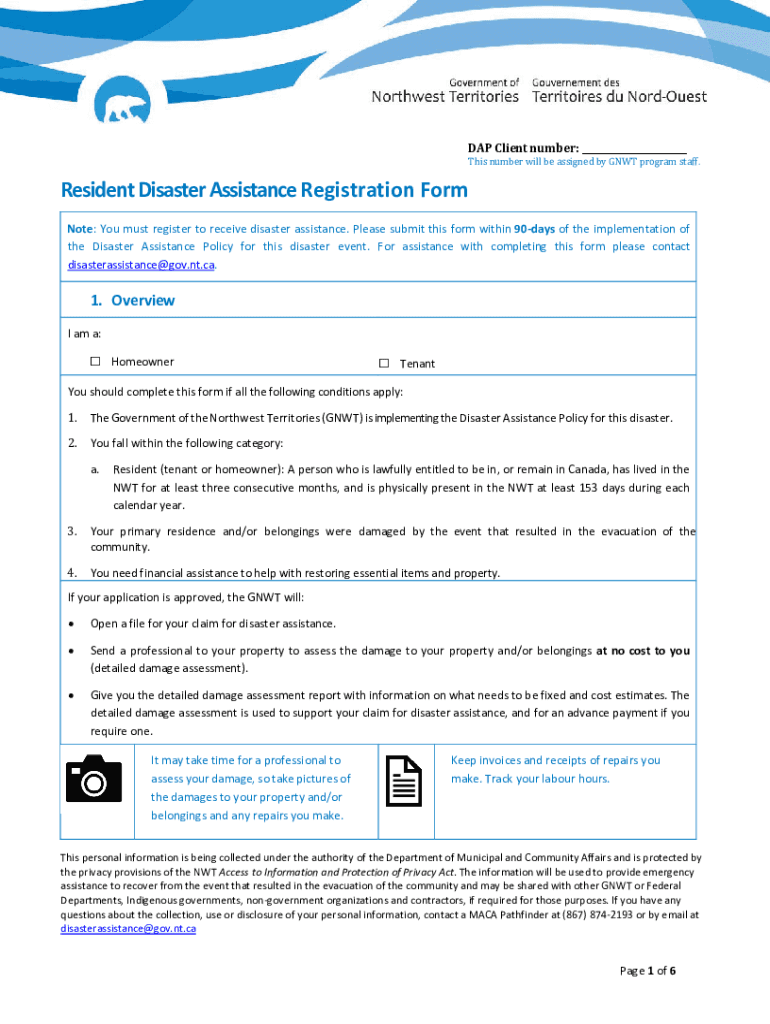 Fillable Online Resident Disaster Assistance Registration Form Fax ...